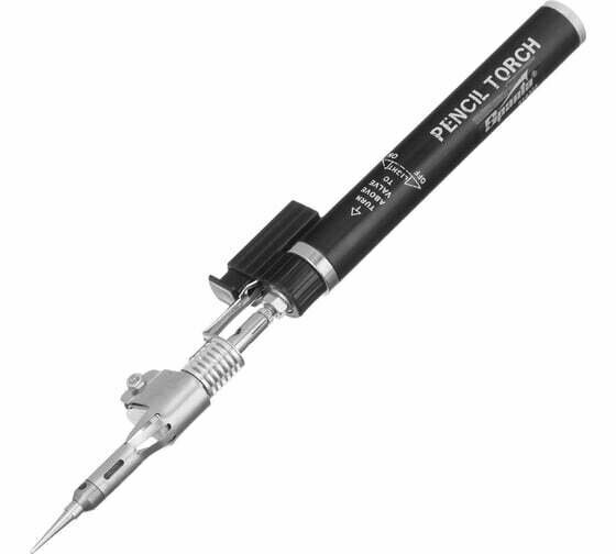 Газовая горелка SPARTA тип "Карандаш" c пьезоподжигом + 4 насадки для пайки,200 мм 914325