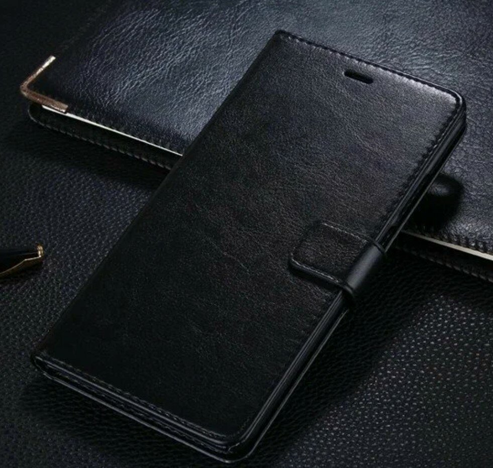 Чехол-книжка для Xiaomi Mi Note 2 из качественной импортной кожи с мульти-подставкой застёжкой и визитницей черный