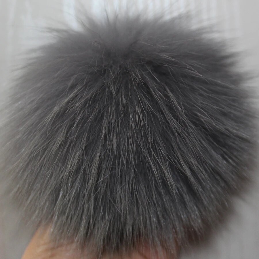 Серый меховой помпон из лисы, deep grey fur
