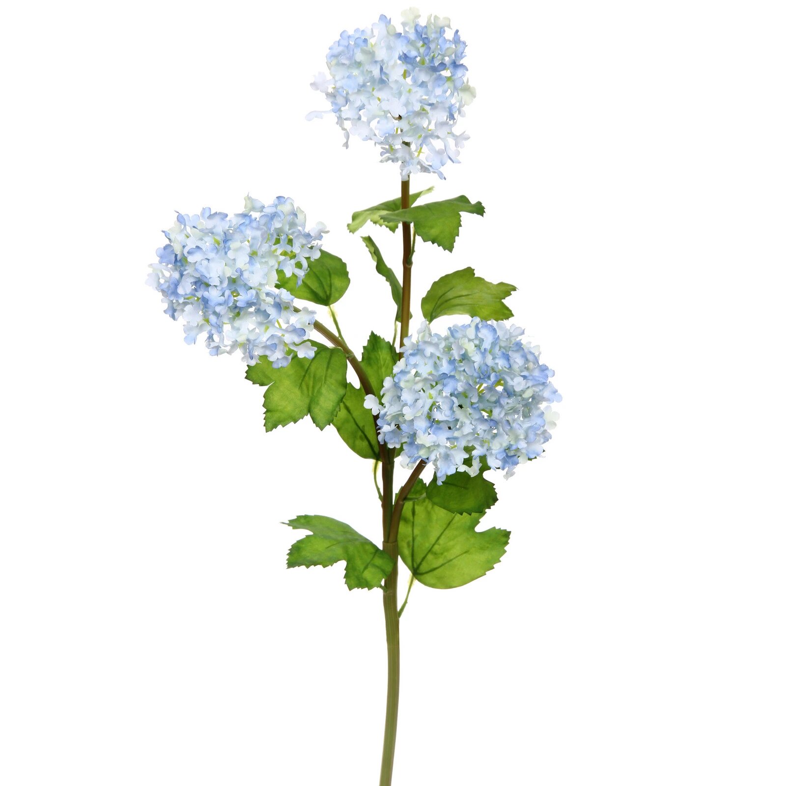 Гортензия искусственная "Natur" 65см, голубая декоративная ветка для интерьера, реалистичная имитация