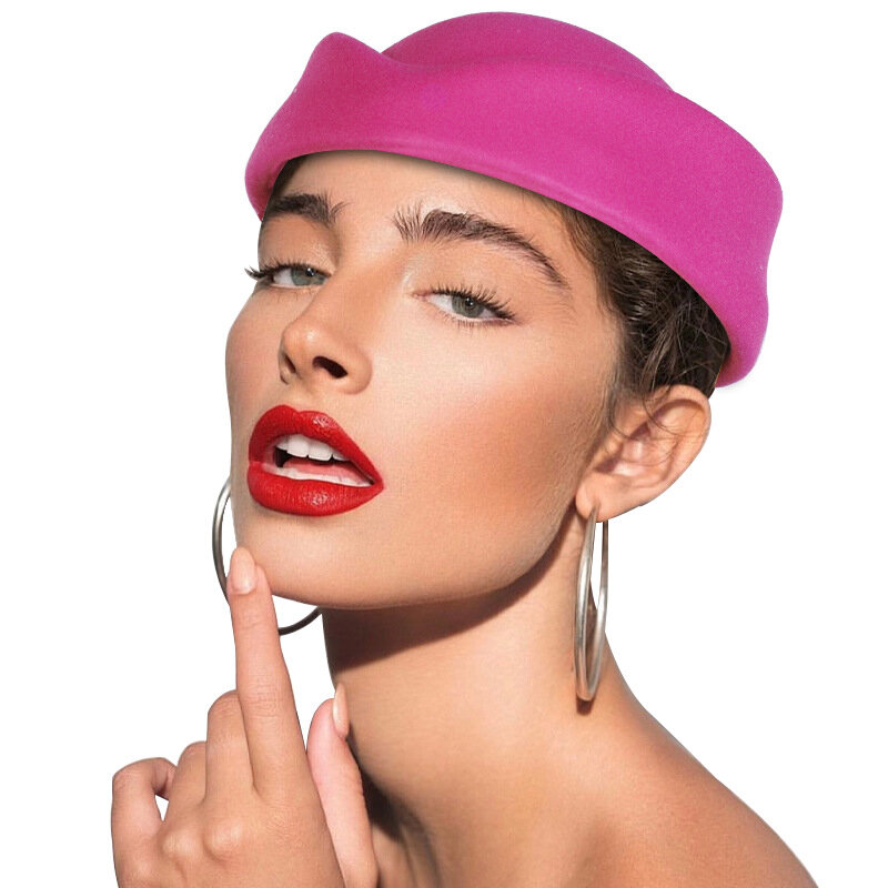 Европейский и американский британский ретро-берет из войлока для женщин-стюардесс, универсальная шерстяная шляпа стюардессы, парадная шляпа.