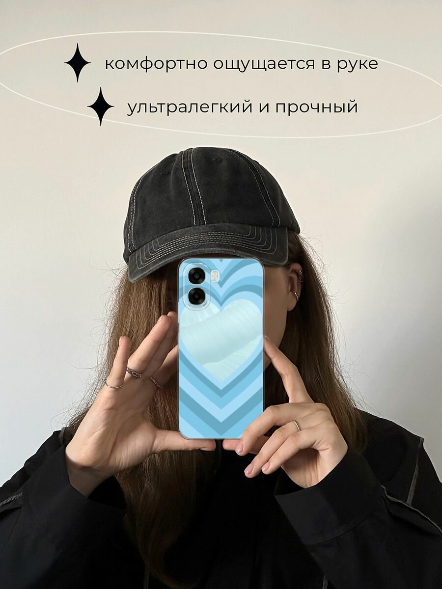 Чехол на Oppo A6x / Оппо A6x с принтом Blue heart, прозрачный — фото 1