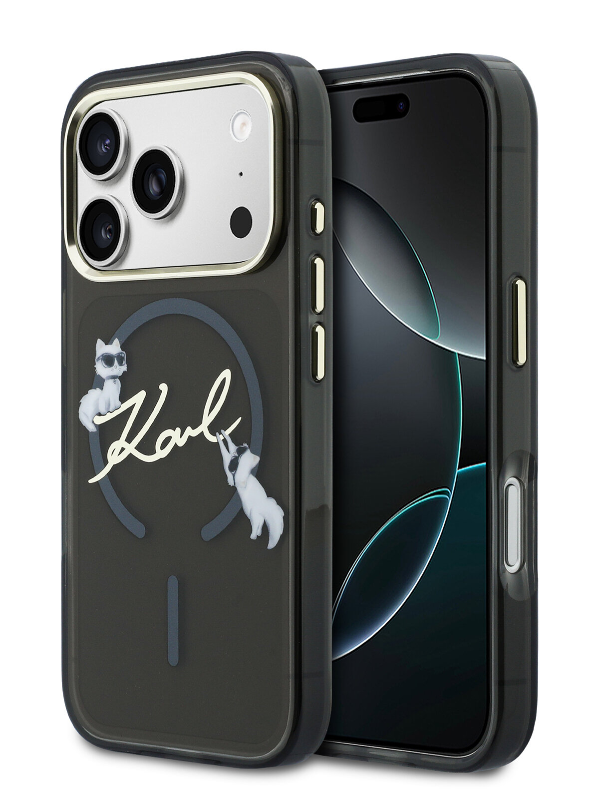 Чехол Karl Lagerfeld на iPhone 17 Pro Max, с магнитами MagSafe, с принтом IML Choupette, черный