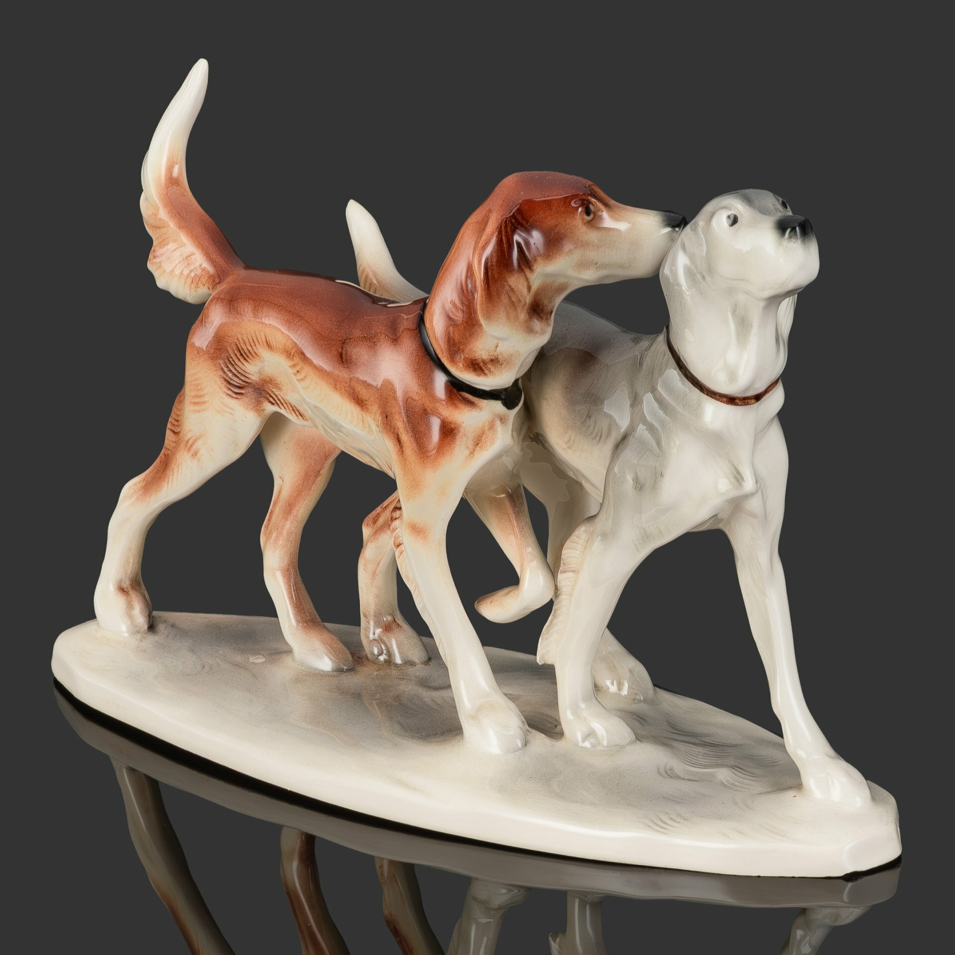 Статуэтка "Две охотничьи собаки", фаянс, роспись, Katzhütte (Кацхютте), Германия