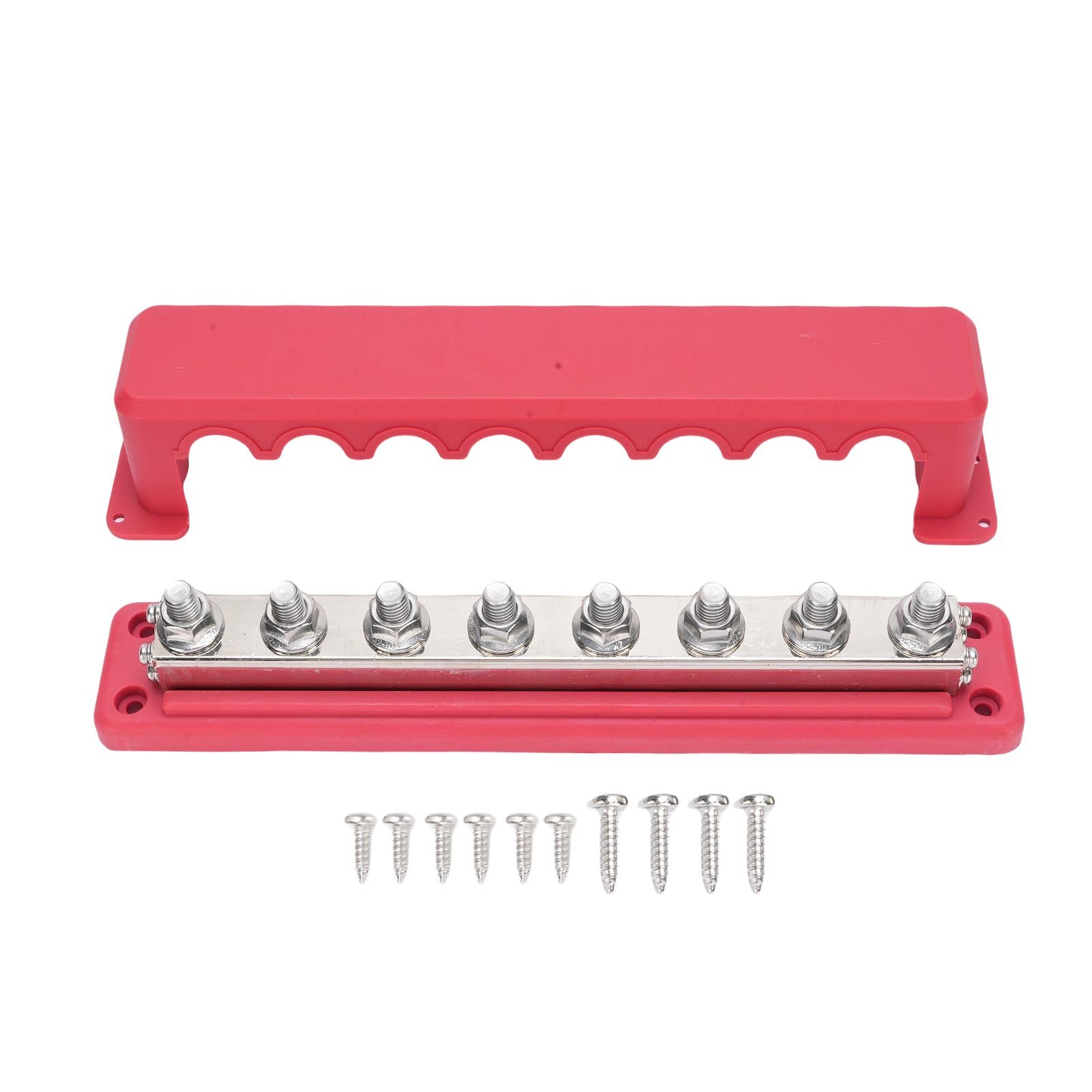 8-контактная шина 600 А, сильноточный кабель, шпильки M10, электрический распределительный щит для автомобилей, автодомов, морской техники, яхт, красный.