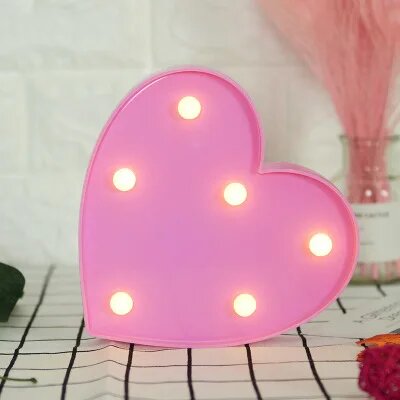 3D LED лампа в форме сердца, Heart Pink