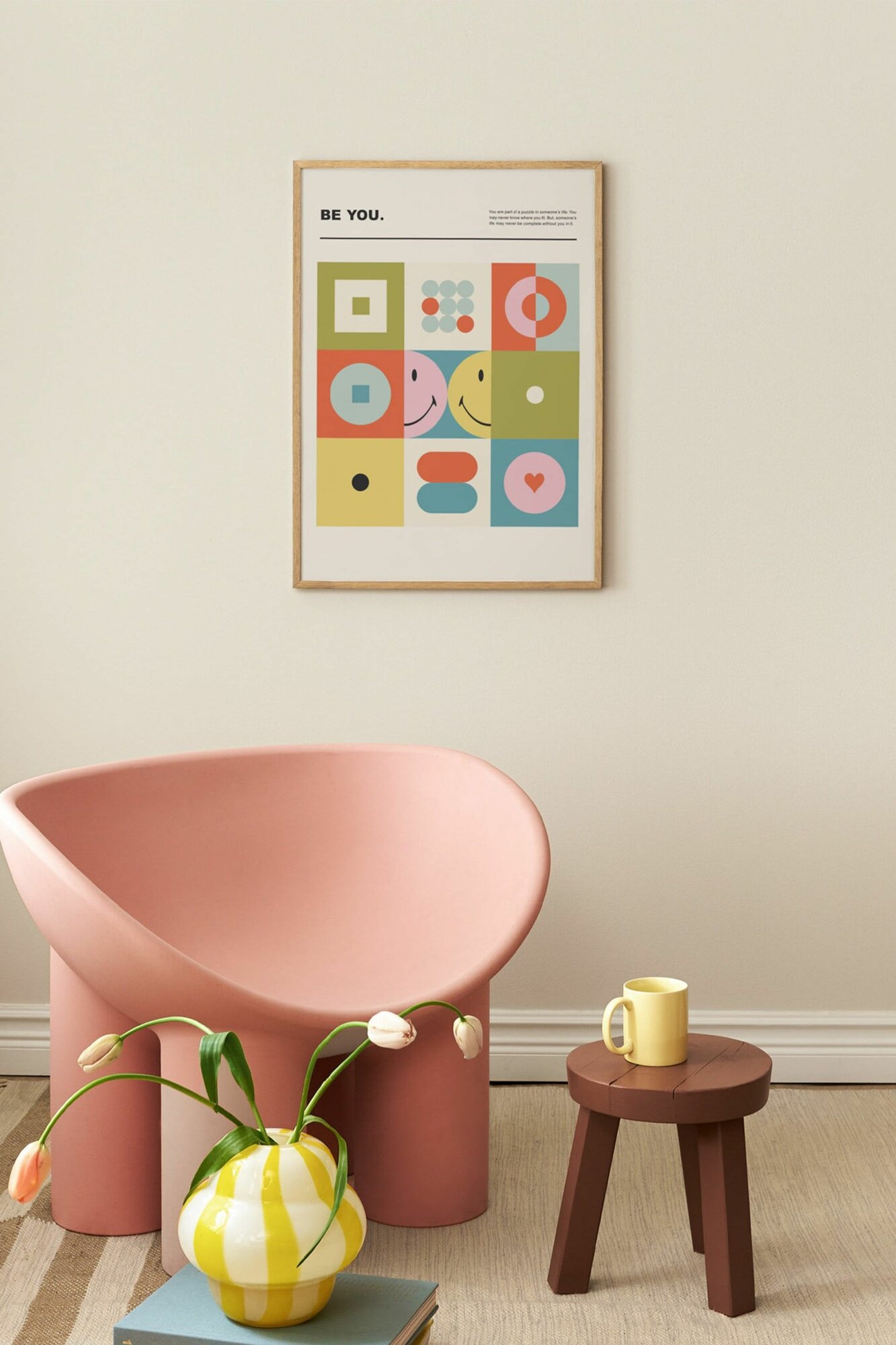 Художественный плакат H&M размер 50 x 70 см Smiley Be You, цифровая печать,