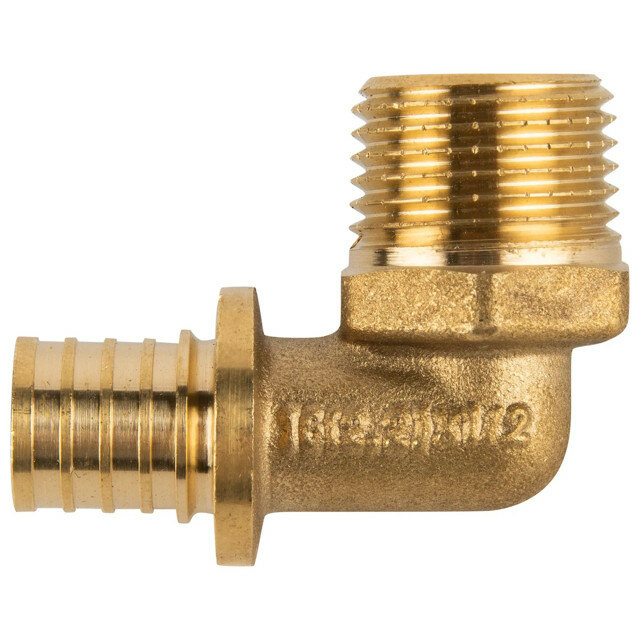 Угольник аксиальный 100020300 ростерм 16x1/2", НР, латунь, Китай