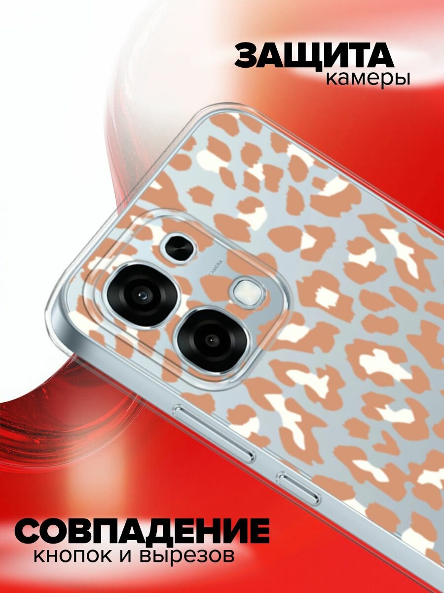 Силиконовый чехол на Oppo A6 Pro / Оппо A6 Про с принтом Буква V в леопарде — фото 1