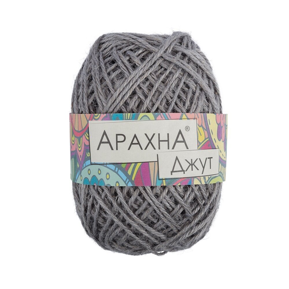 Набор пряжи ARACHNA Jute, 100% джут, 5х100+-10 г, 90+-5 м, №007, светлый серый