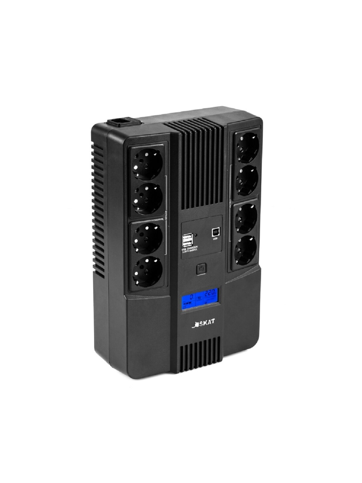 ИБП Бастион SKAT-UPS 1000-AID-IN-1x9-8 {Line-interactive, 1000/600Вт, LCD-дисплей, USB/ RJ-45, АКБ 1х 9Ач, сверху евро 4+4, реестр МПТ} (8934)
