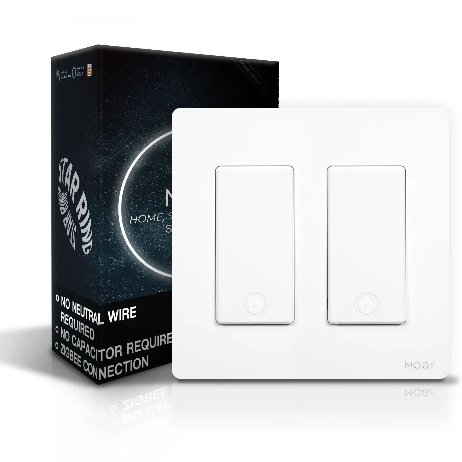 MOES Star Ring ZigBee выключатель 2 gang