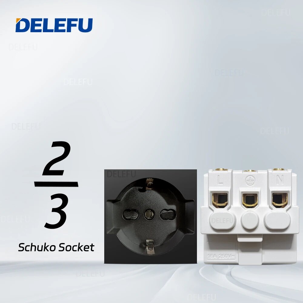 DELEFU Schuko Socket розетка черная