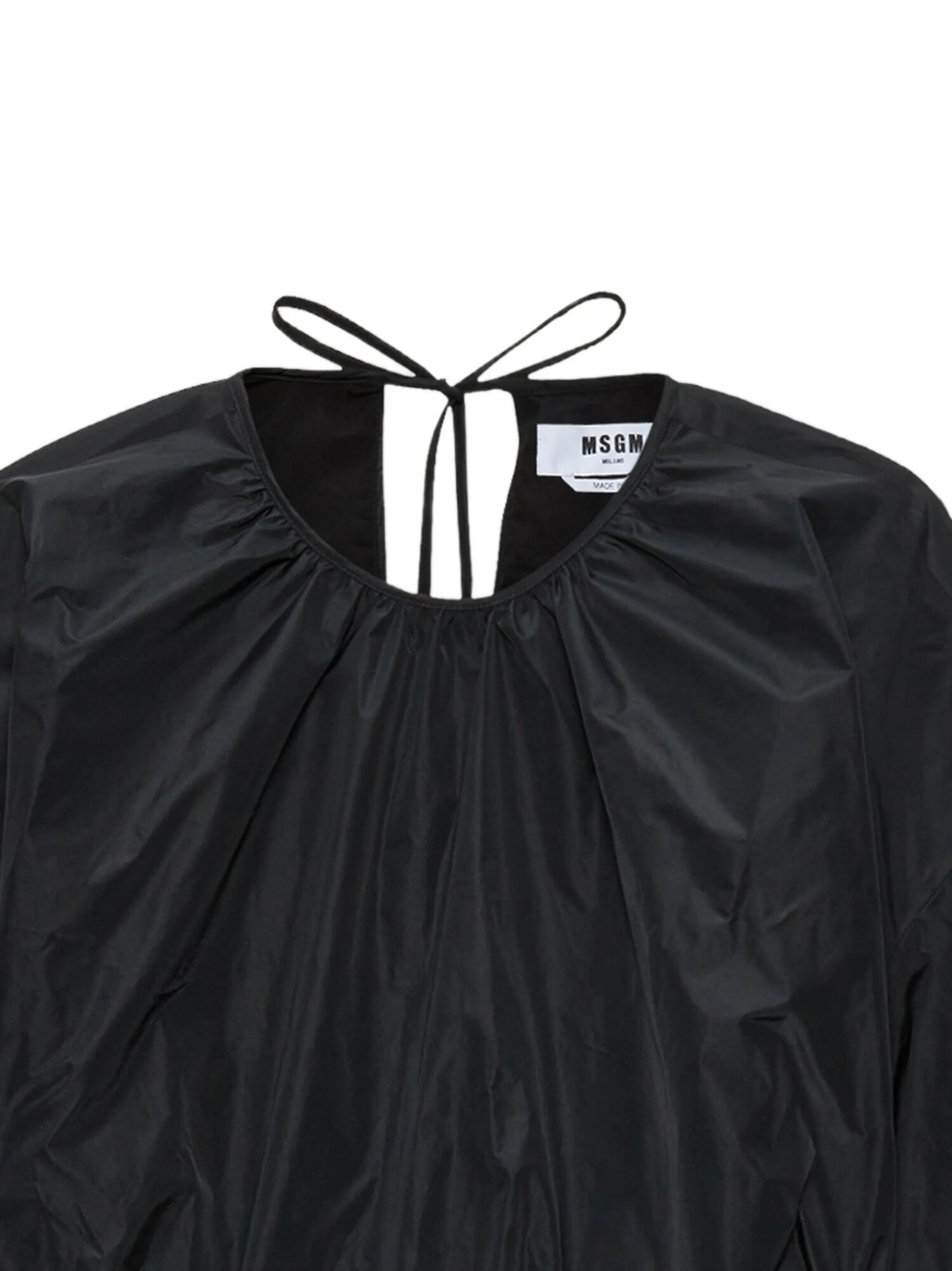 Блуза MSGM Gathered balloon-sleeves blouse, размер 36, black / black — фото 1