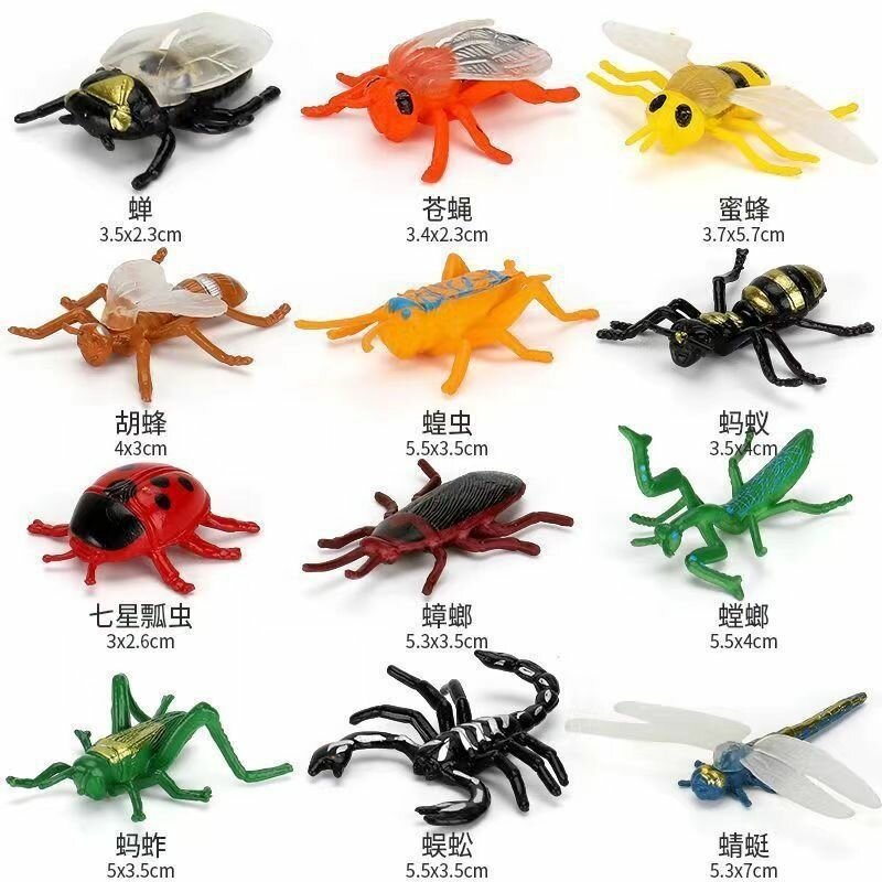Игрушки насекомые из мягкой резины, реалистичные модели бабочек, пауков, жуков и других для детей, обучения и игр, 24 шт.