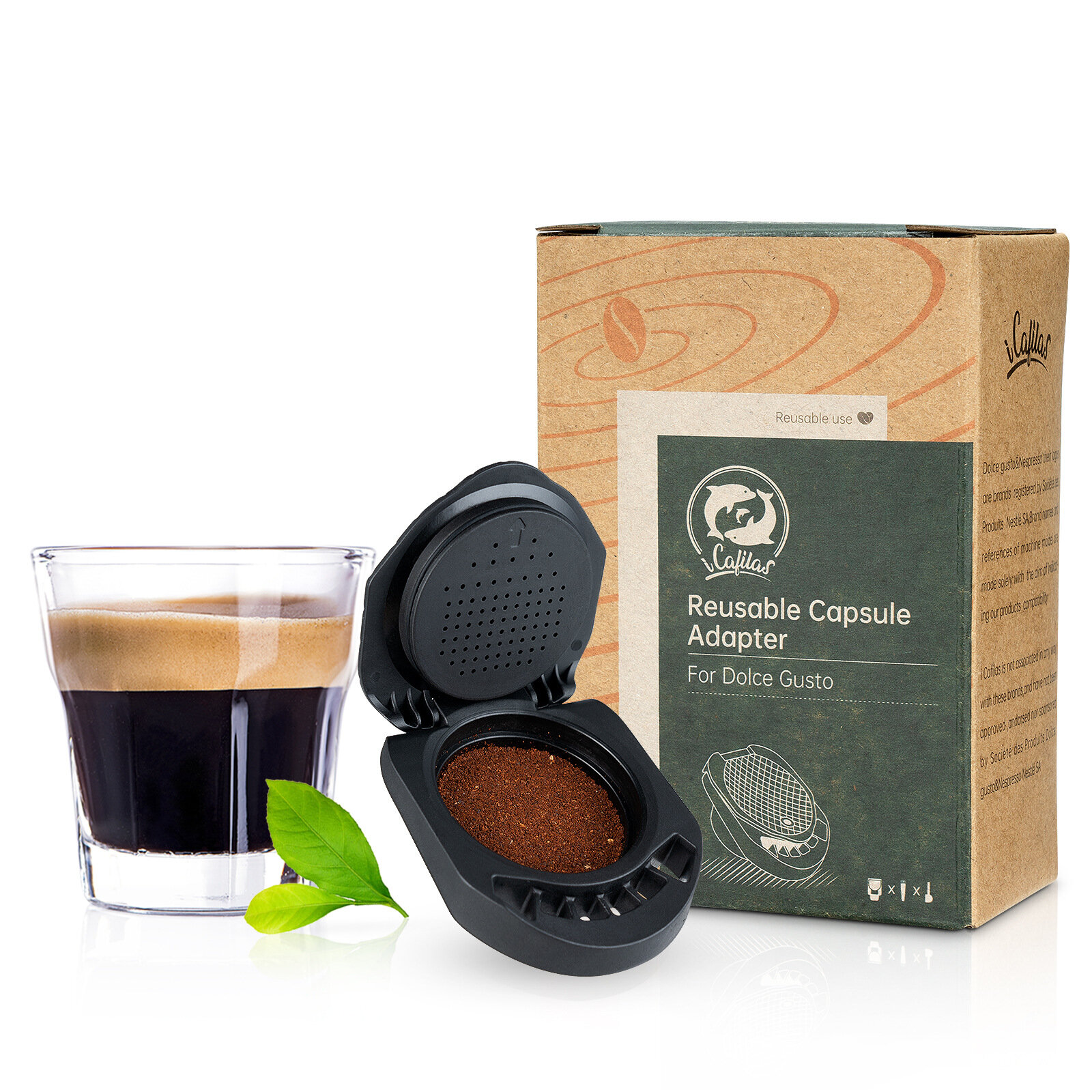Совместим с адаптером для многоразовых кофейных капсул Dolce Gusto.