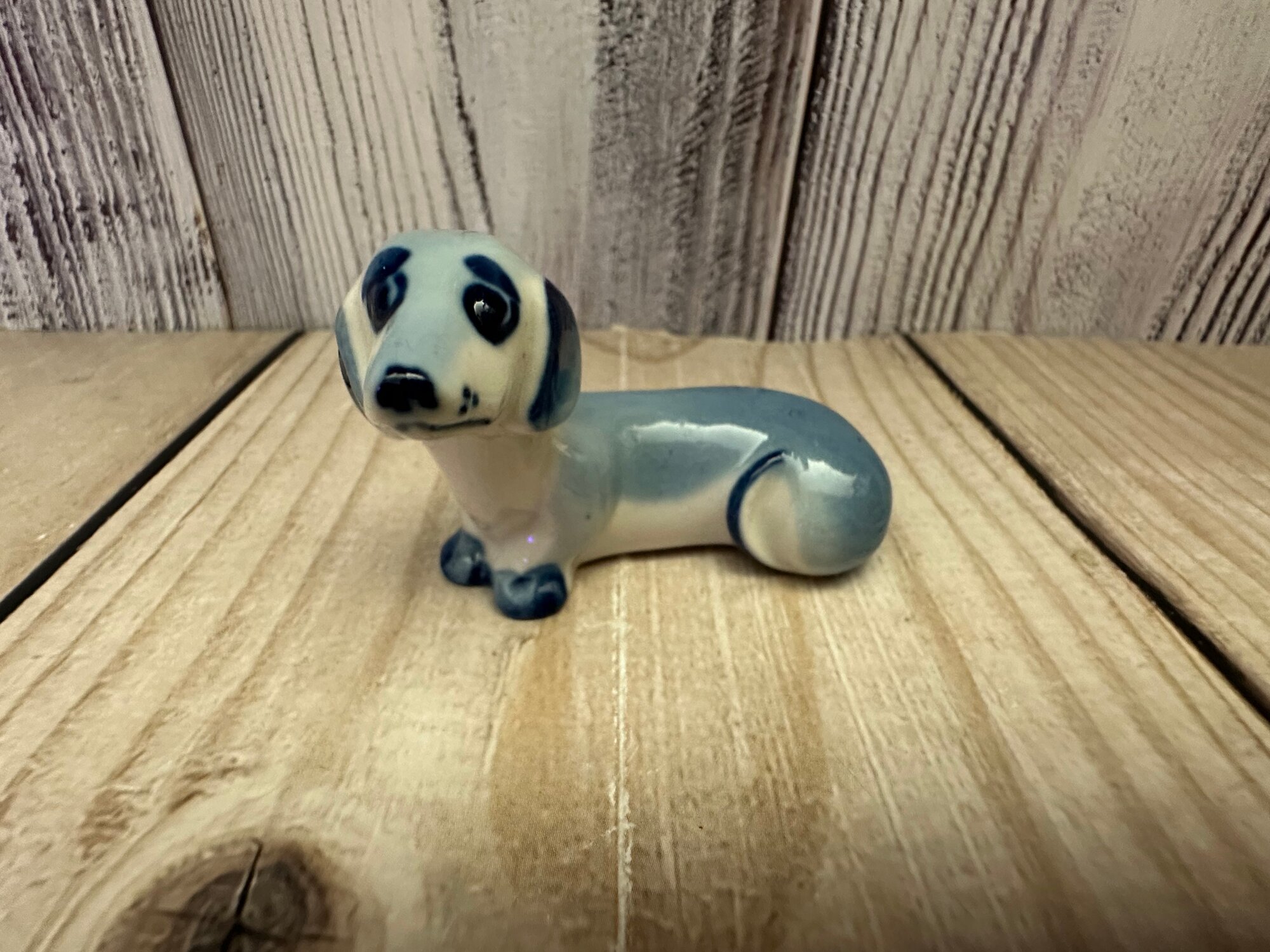 Статуэтка Собачка Такса Гжель Фарфор винтажная