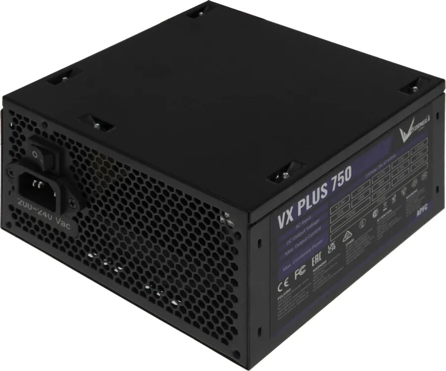 Блок питания Aerocool ATX 750W VX-750 PLUS (24+4+4pin) APFC 120mm fan 6xSATA RTL
