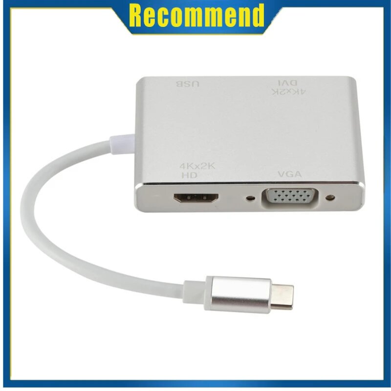 4 в 1 4K USB C к HDMI-совместимому адаптеру VGA DVI USB3.0 типа C-концентратор для MacBook Pro MacBook Air Lenovo Samsung Huawei Xiaomi