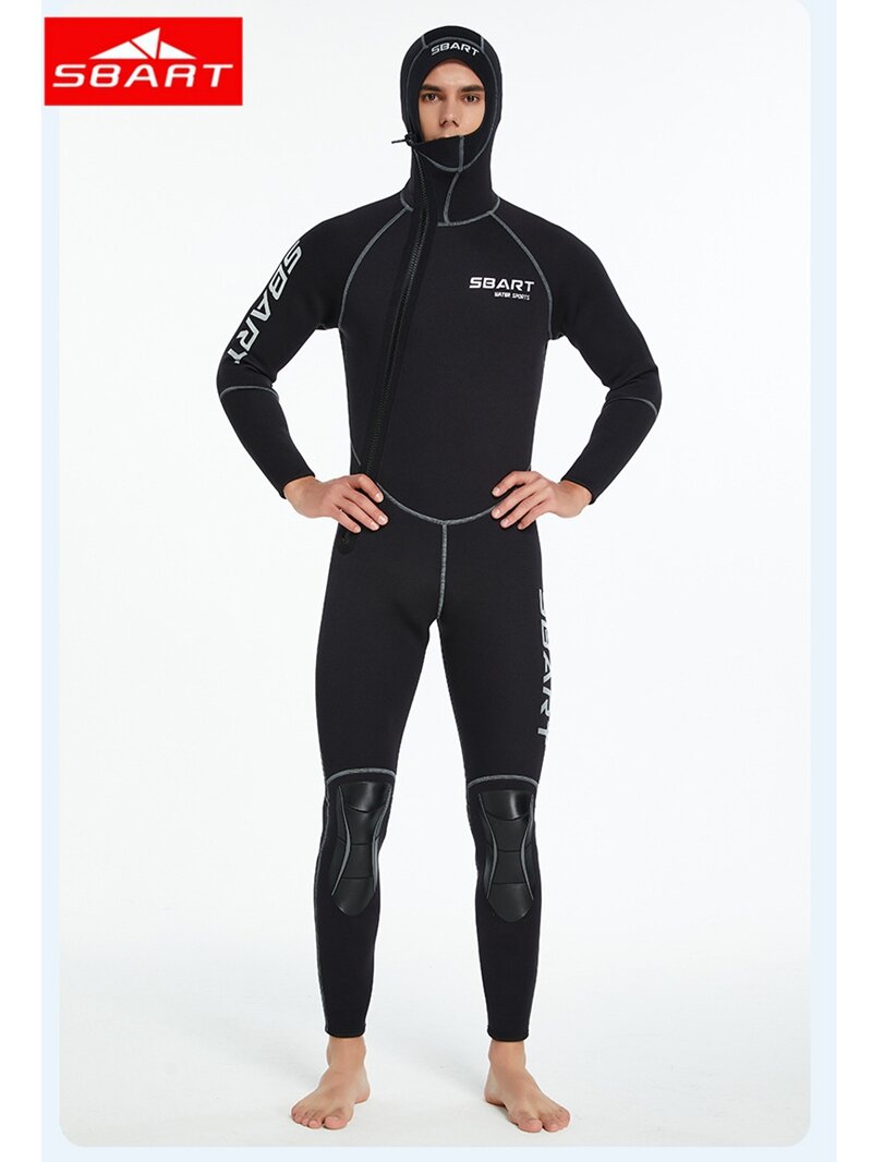 Мужской гидрокостюм 3 мм с капюшоном, на флисовой подкладке, теплый зимний рыболовный костюм.