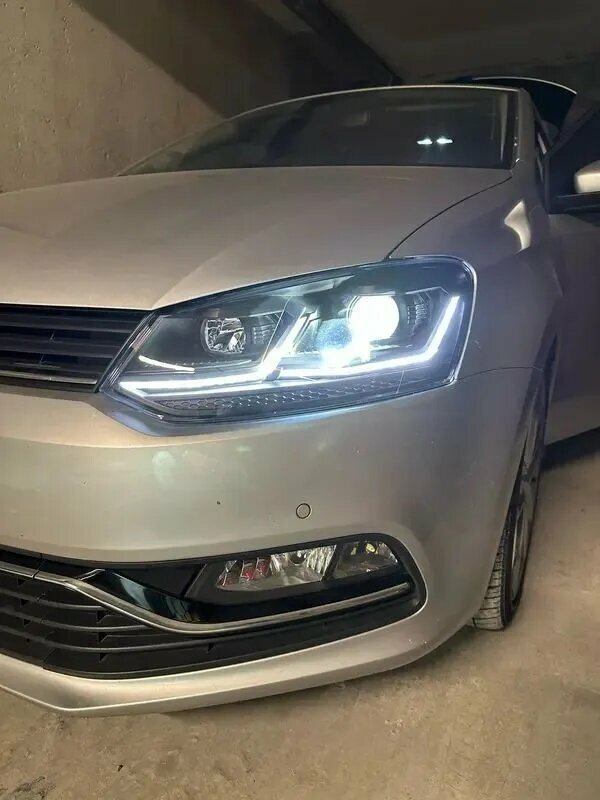 Фары автомобильные, 2 шт, арт. Светодиодные фары Volkswagen Polo 5 (2009-2020г) Черные