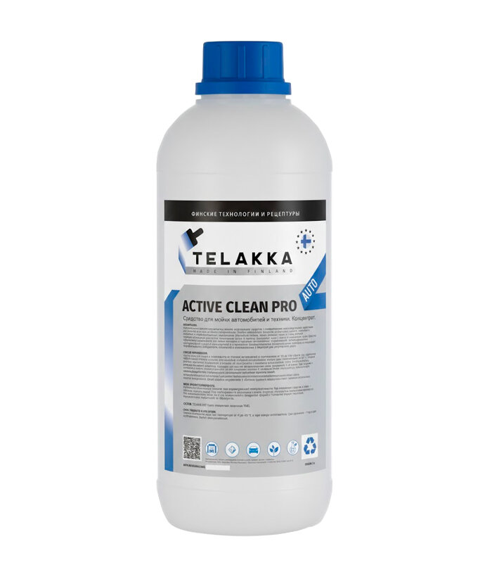 Средство шампунь для мойки авто и техники концентрат 1:20, Эко TELAKKA ACTIVE CLEAN PRO AUTO 1л