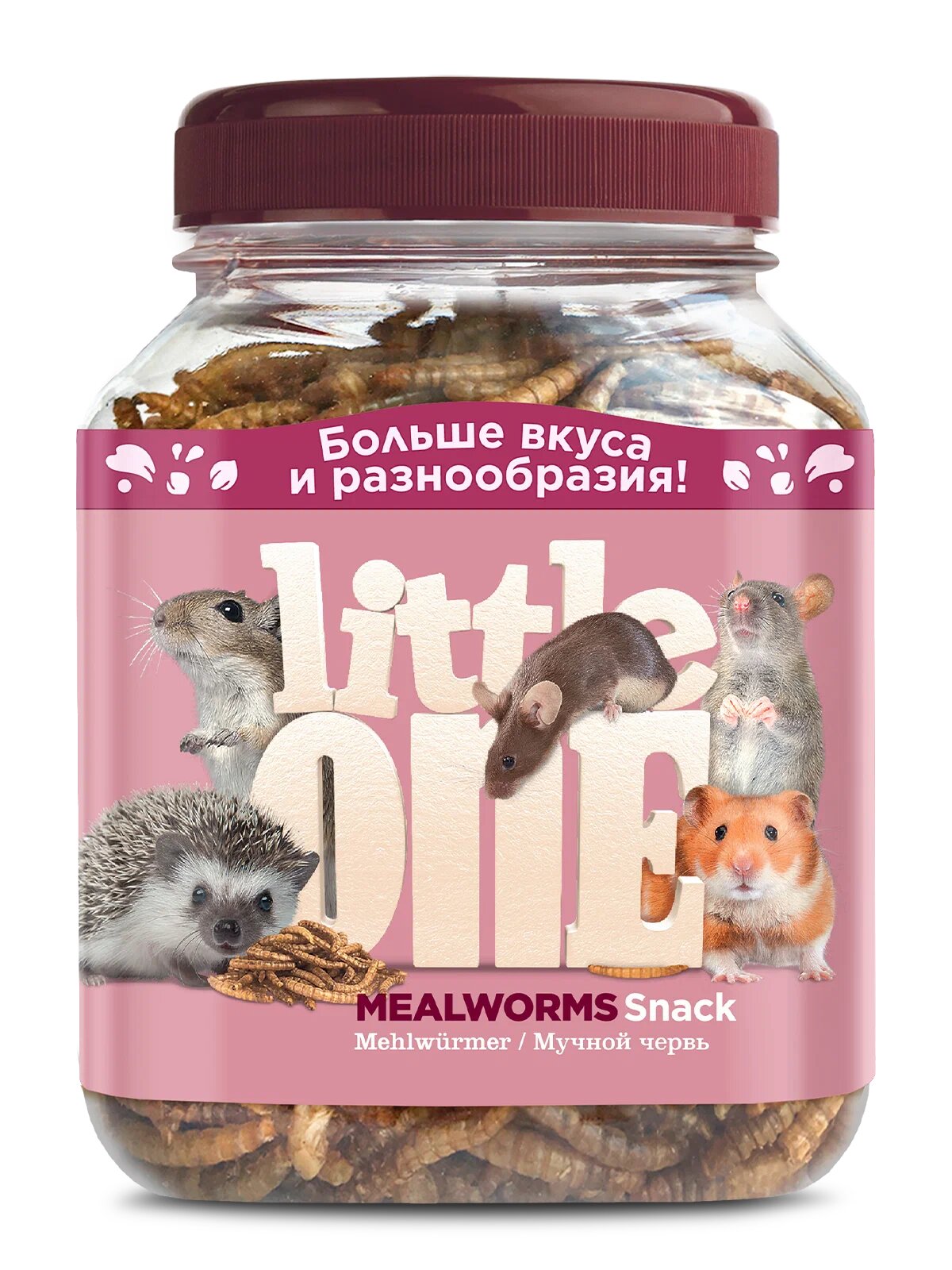 Лакомство для всех грызунов Little One Мучной червь сушеный, банка 70 г