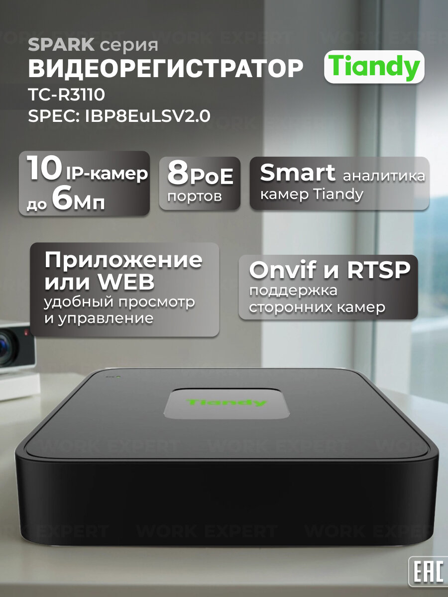 TIANDY Видеорегистратор 10-канальный TC-R3110 IBP8EuLSV2.0