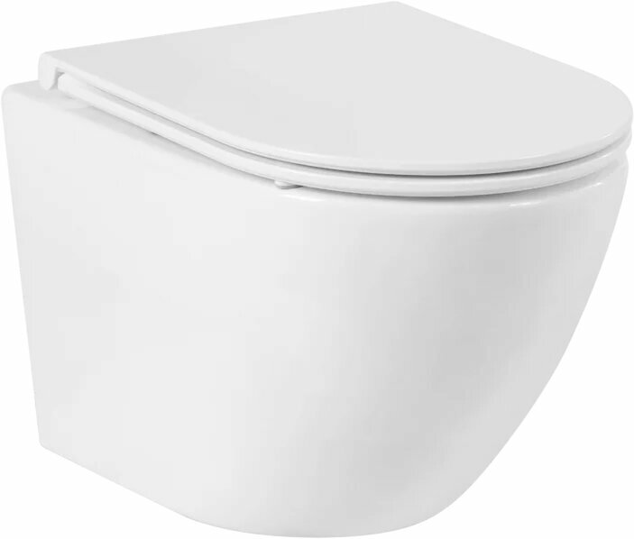 Унитаз подвесной BelBagno Sfera-r BB046CHR BB870SC с микролифтом, безободковый, без бачка, антивсплеск, фарфоровый, белый, глянцевый, овальный, сиденье для унитаза в комплекте