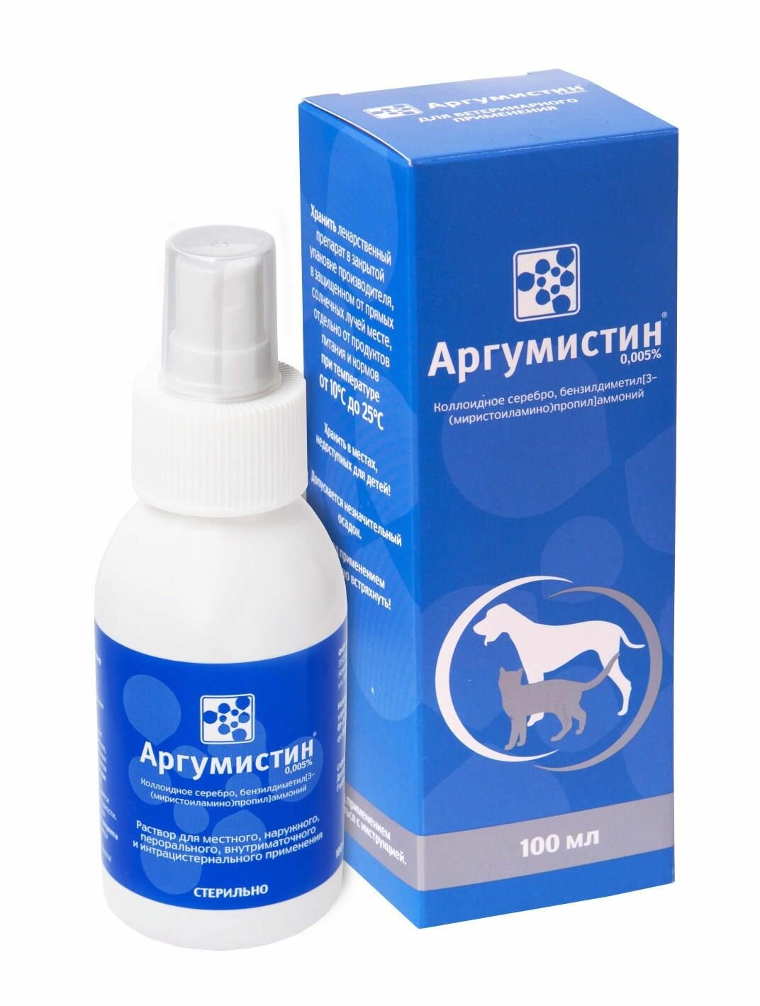 Капли ушные для кошек и собак Армавирская Биофабрика Аргумистин 0,005% флакон, 10 мл