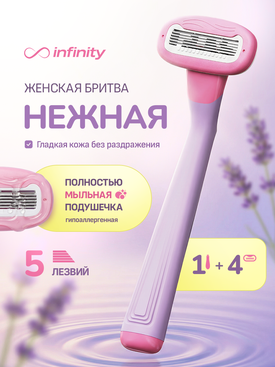 Бритва Infinity "Нежная", увлажняющая полоска, женская, 5 лезвий