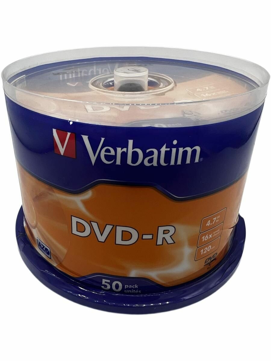 Диск для записи Verbatim DVD-R 50шт, 16Х/4,7Gb/120min