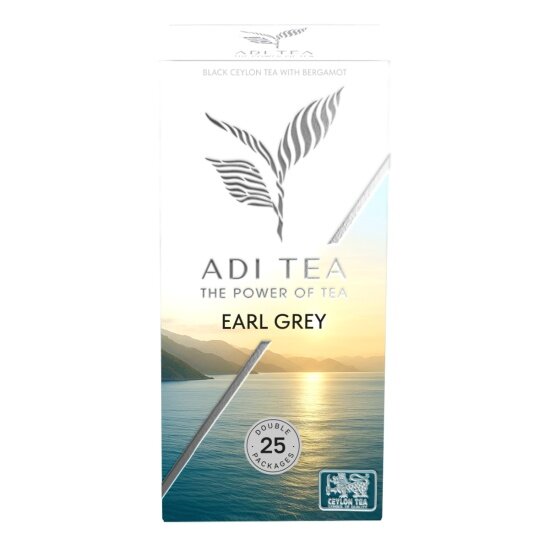 Чай черный Adi Tea "Earl Grey" (25пак.), цейлонский, с экстрактом масла бергамота, пакетированный, в индивидуальных саше.