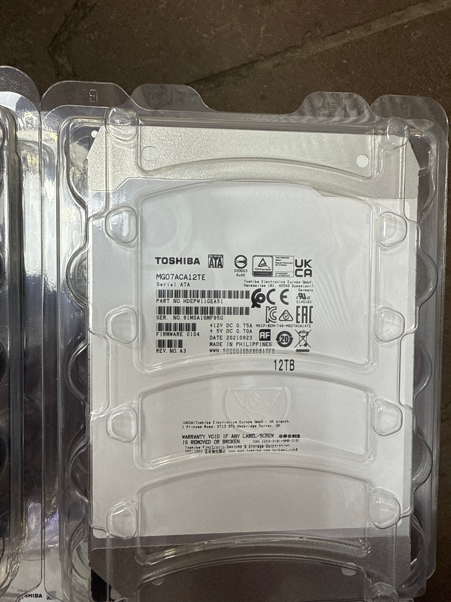 Жесткий диск Toshiba SATA-III 12TB MG07ACA12TE Server Enterprise Capacity (7200rpm) 256Mb 3.5"