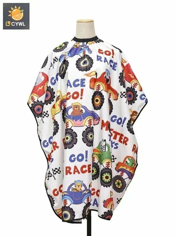 Пеньюар парикмахерский детский/Фартук для стрижки и окрашивания волос/Накидка пелерина для детей "Медведь на авто"