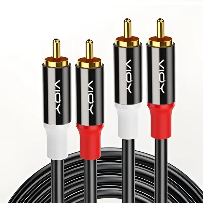 Кабель 2RCA к 2RCA, 2-папа к 2-пакету, стереоаудио сабвуферный кабель RCA для Male to Male, 1m