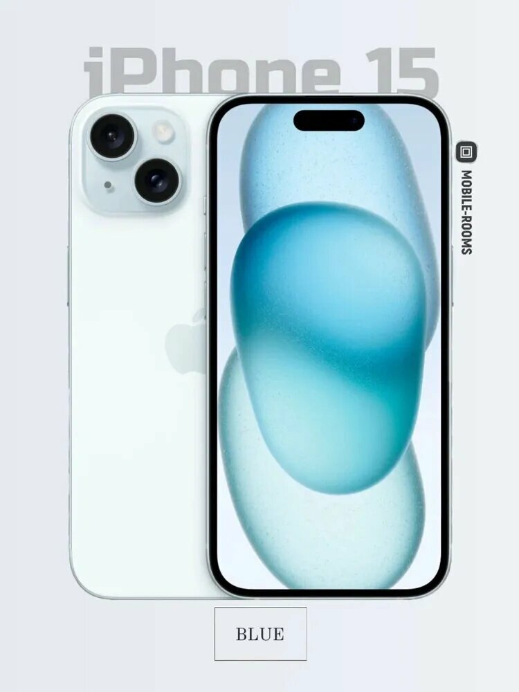 Восстановленный Apple Смартфон iPhone 15 SIM+eSIM 6/256 ГБ, голубой