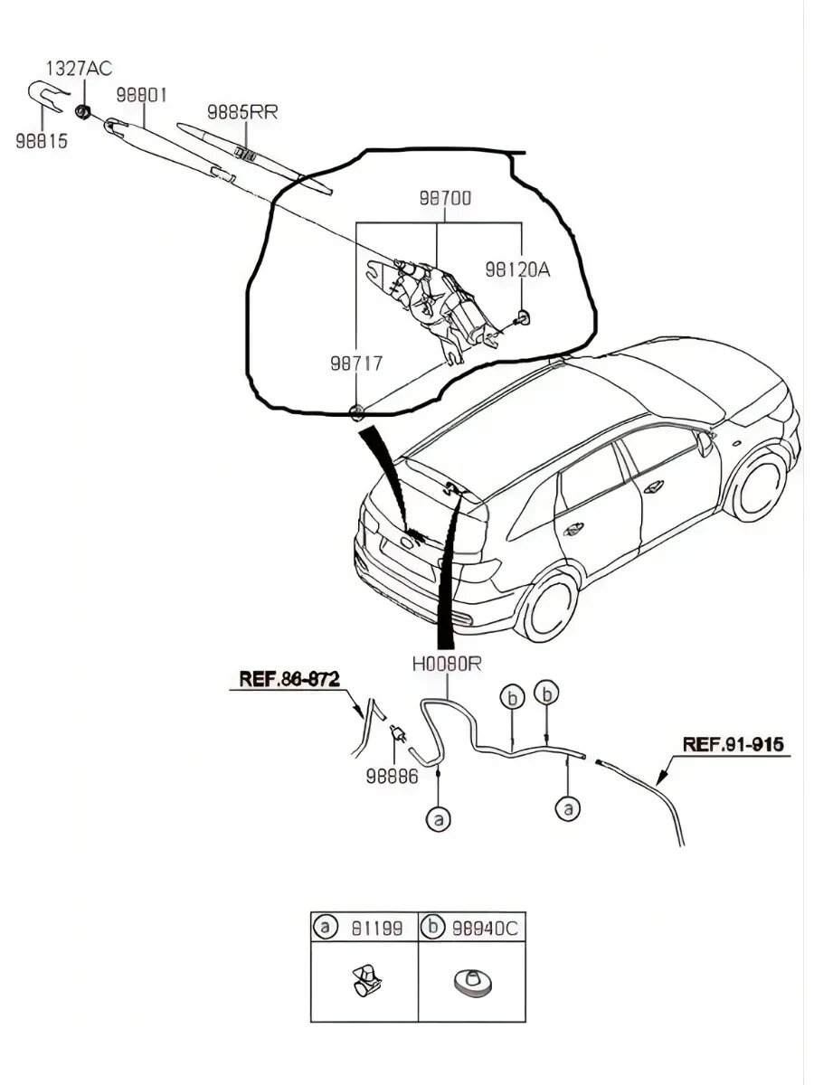 Мотор заднего стеклоочистителя Kia Sorento арт. 98700C5000