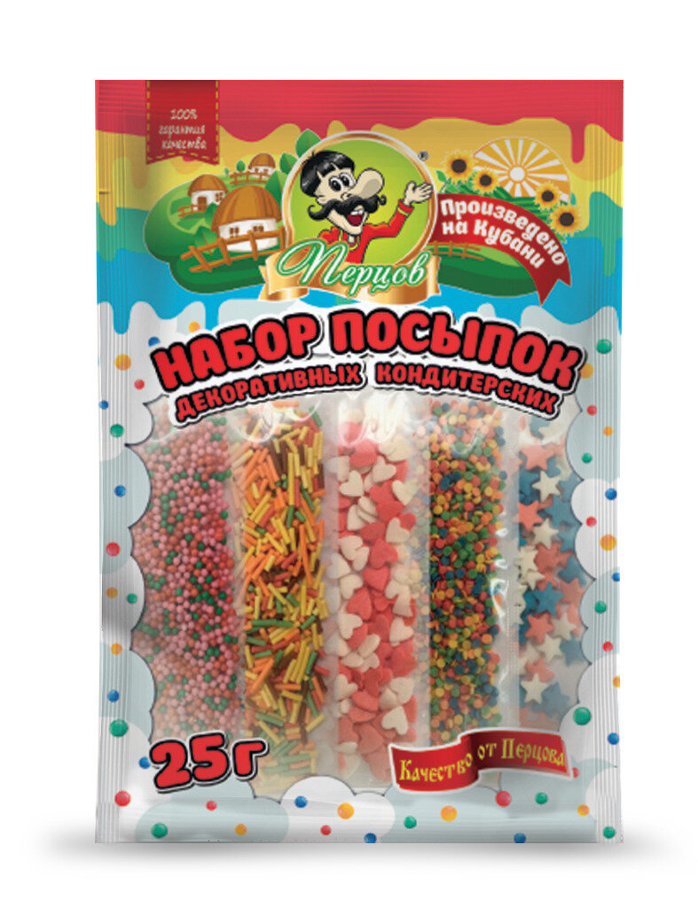 Посыпка кондитерская Набор № 2 / 5 видов по 5 грамм / 25 грамм