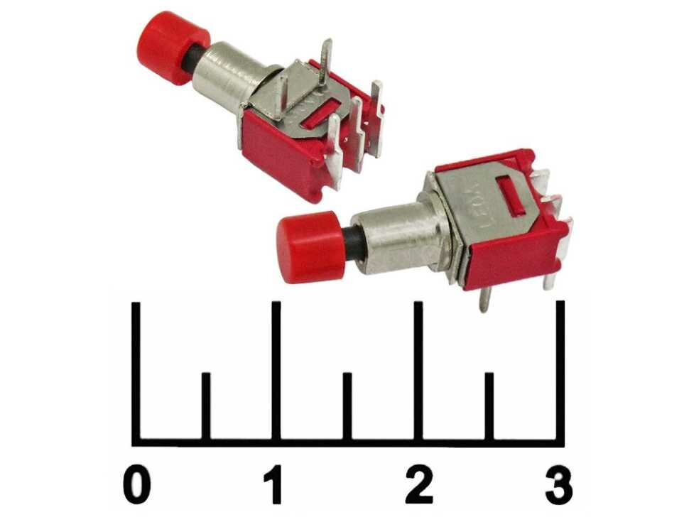 Кнопка 250/1.5 250V 1.5A красная без фиксации 3 контакта перекидная (PS4-11M3) угол