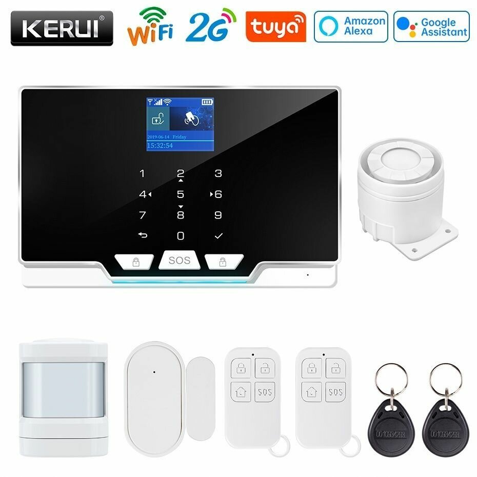 Эксклюзивный комплект G20 для умного дома от KERUI с GSM и WiFi подключением, дистанционное управление которым осуществляется через платформу Tuya
