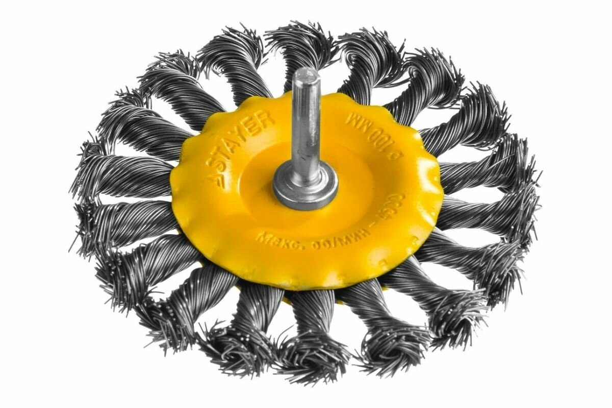 Щетка кистевая STAYER Professional, для дрели, 100 мм, жгутированная стальная проволока 0.5 мм