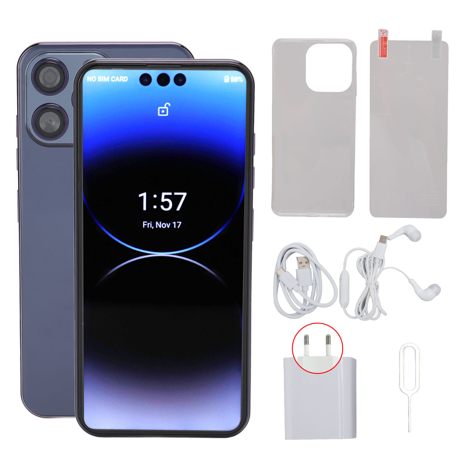 Смартфон I14pro Max 6.7 4G, 5G, WiFi Dual Band, разблокированный, 12 ГБ ОЗУ, 256 ГБ ПЗУ, зарядка 100