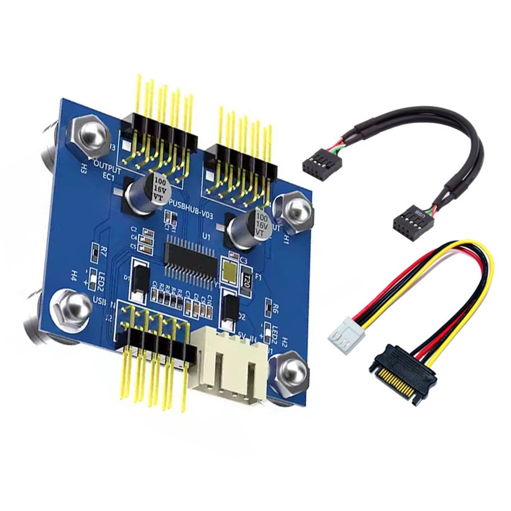 USB 2.0 9Pin Header Splitter Adapter For Motherboards Internal Port Expansion