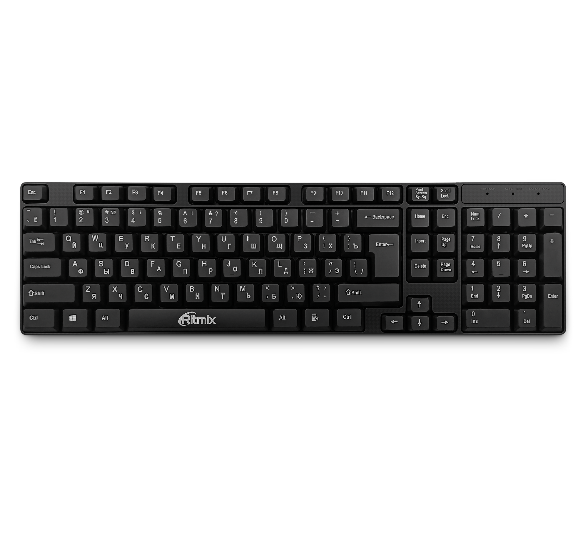 Клавиатура Ritmix RKB-108, черная, проводная, мембранная, USB — фото 1