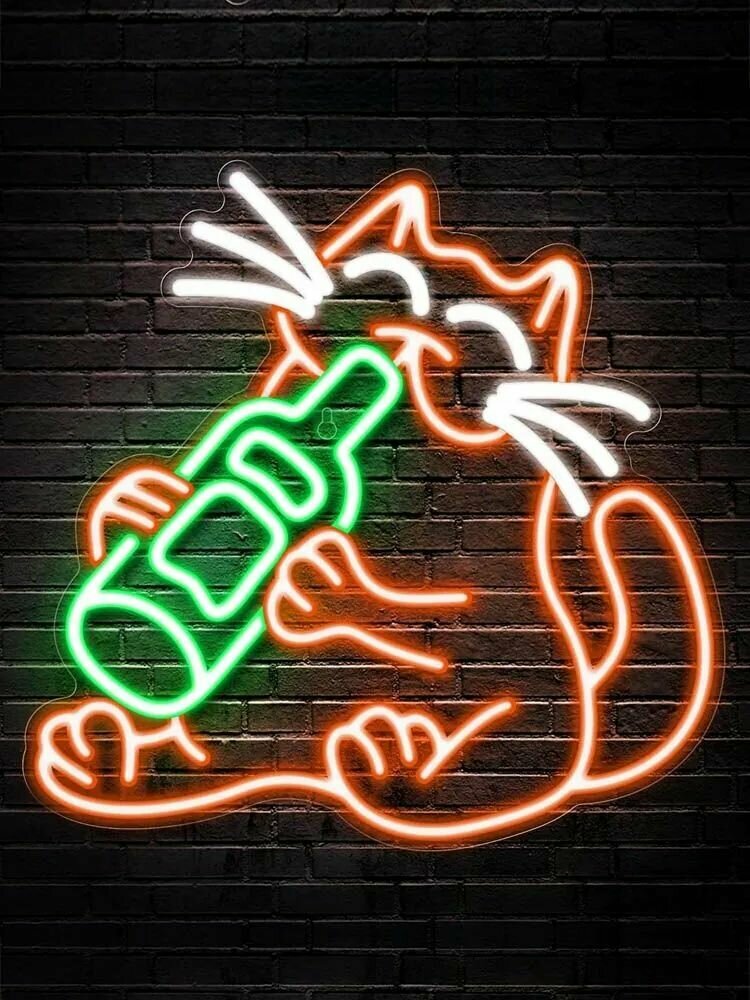 Неоновая вывеска "Пьющий кот", LED декор для бара, паба, Man Cave, подарки мужу и отцу на День рождения и Рождество