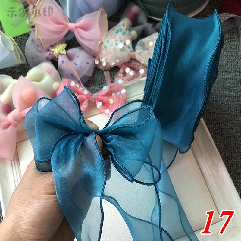 Лента Волнистый край 5см*5м, прозрачный органза 100%, твердый цвет