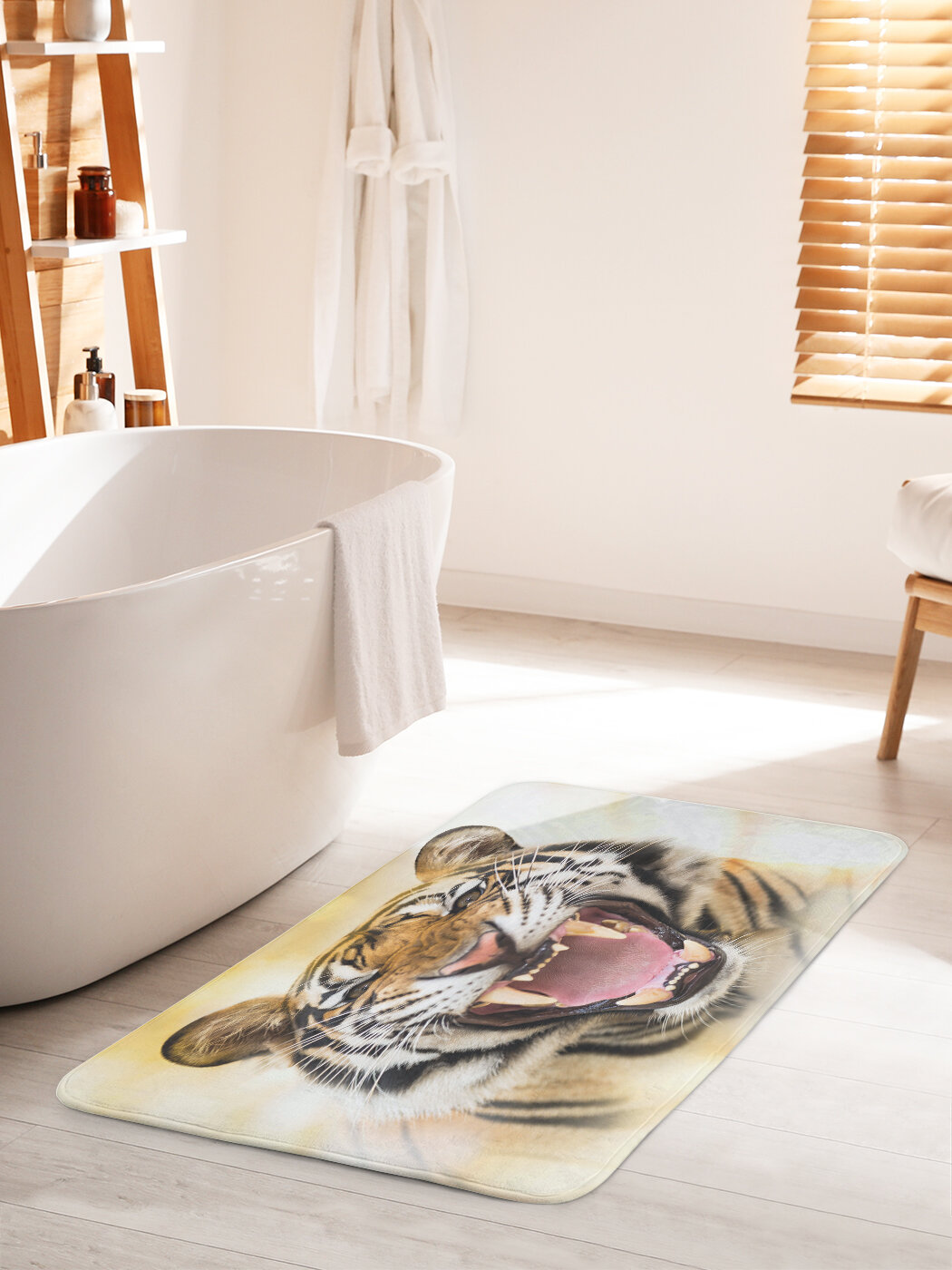 Коврик для ванной комнаты и туалета противоскользящий "Яростный рык" 60х100 см, JoyArty