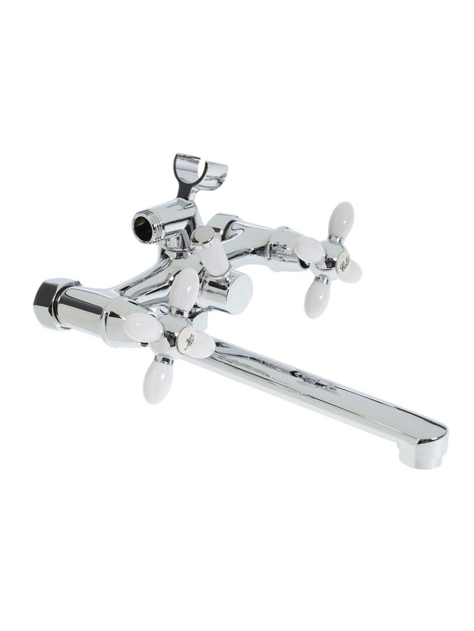 Смеситель для ванны Accoona A6482G, двухвентильный, белый/хром