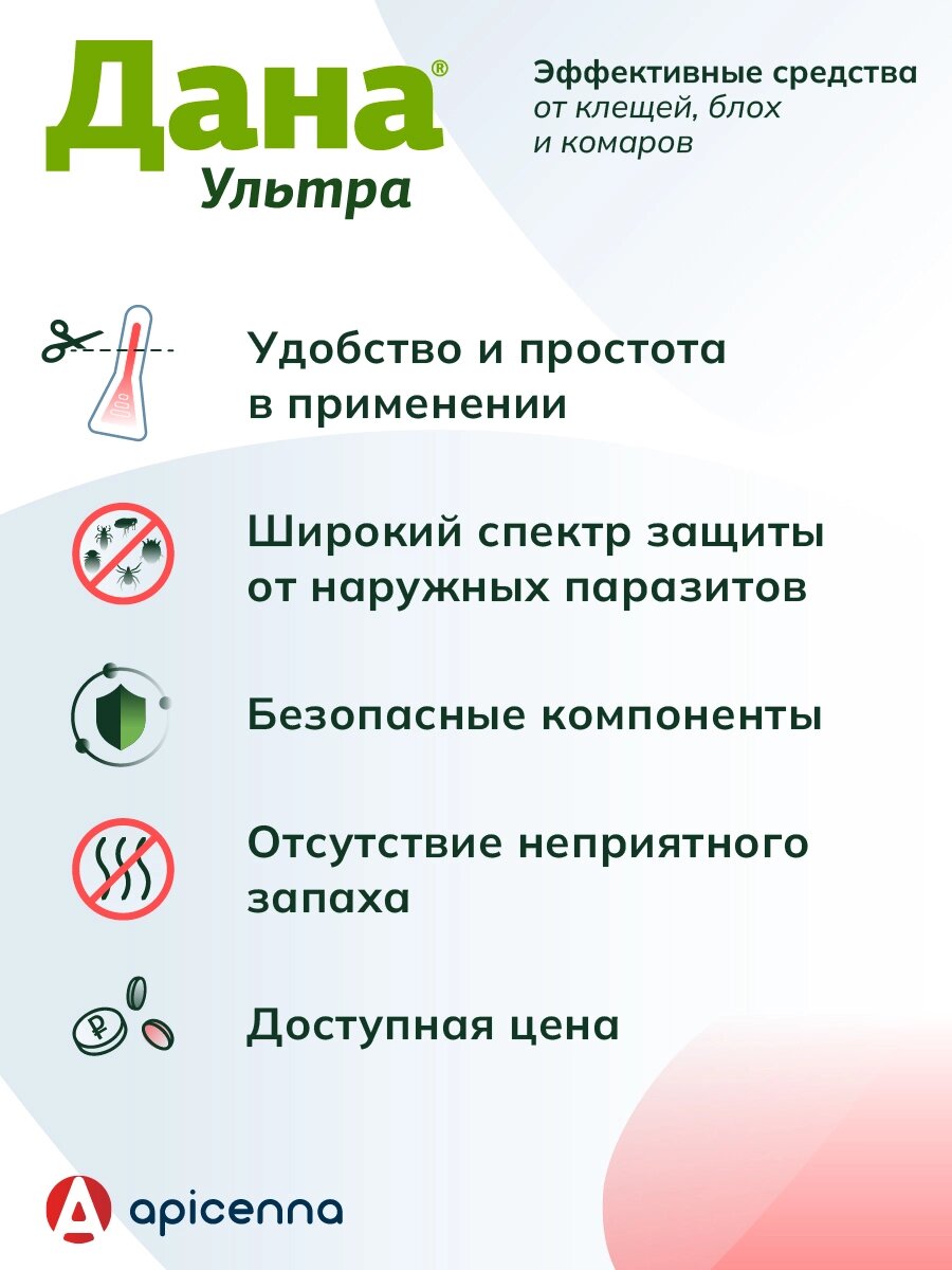 Apicenna Дана Ультра капли для собак и щенков (до 5 кг.) 1 пипетка — фото 1
